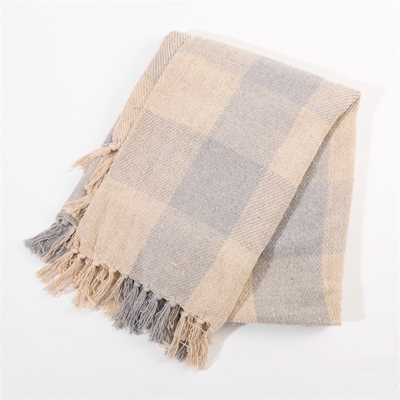 Grey Gingham Throw