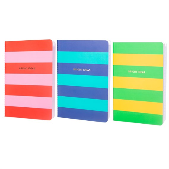 Bright Ideas Striped A5 Notebooks - Assorted