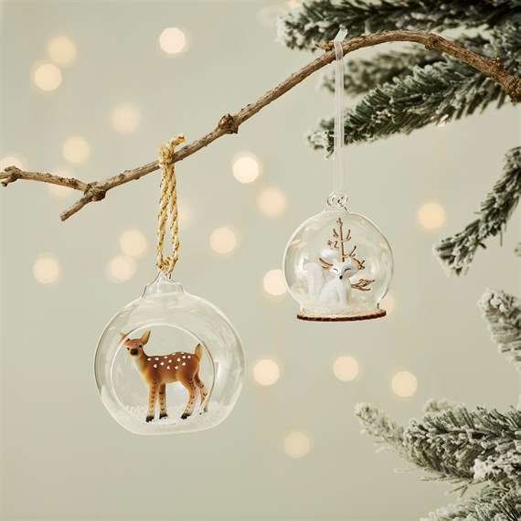 Winter Forest Folk Deer Open Bauble