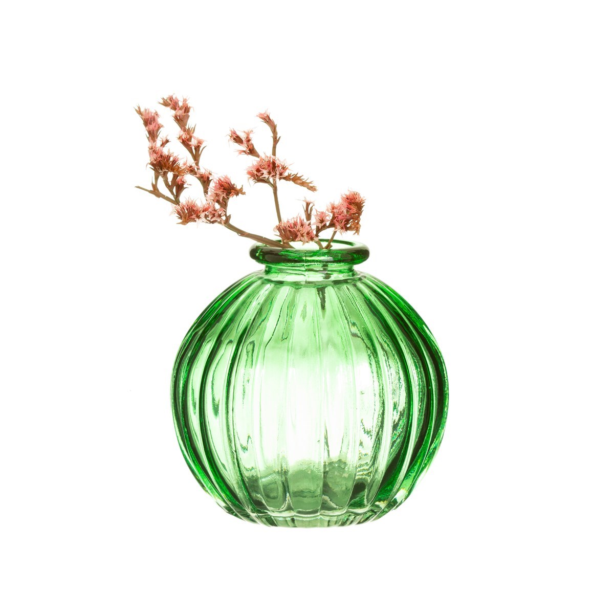 Green Glass Bud Vases - Set Of 3