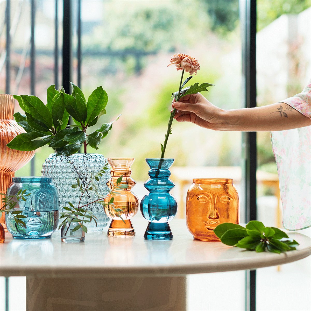 Grey Glass Bobble Vase