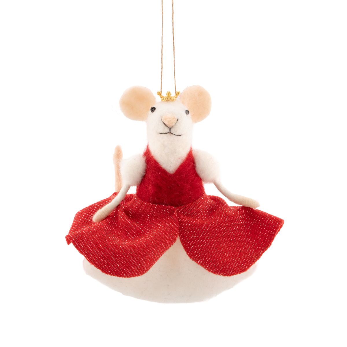 Queen Mouse in Red Dress Felt Decoration
