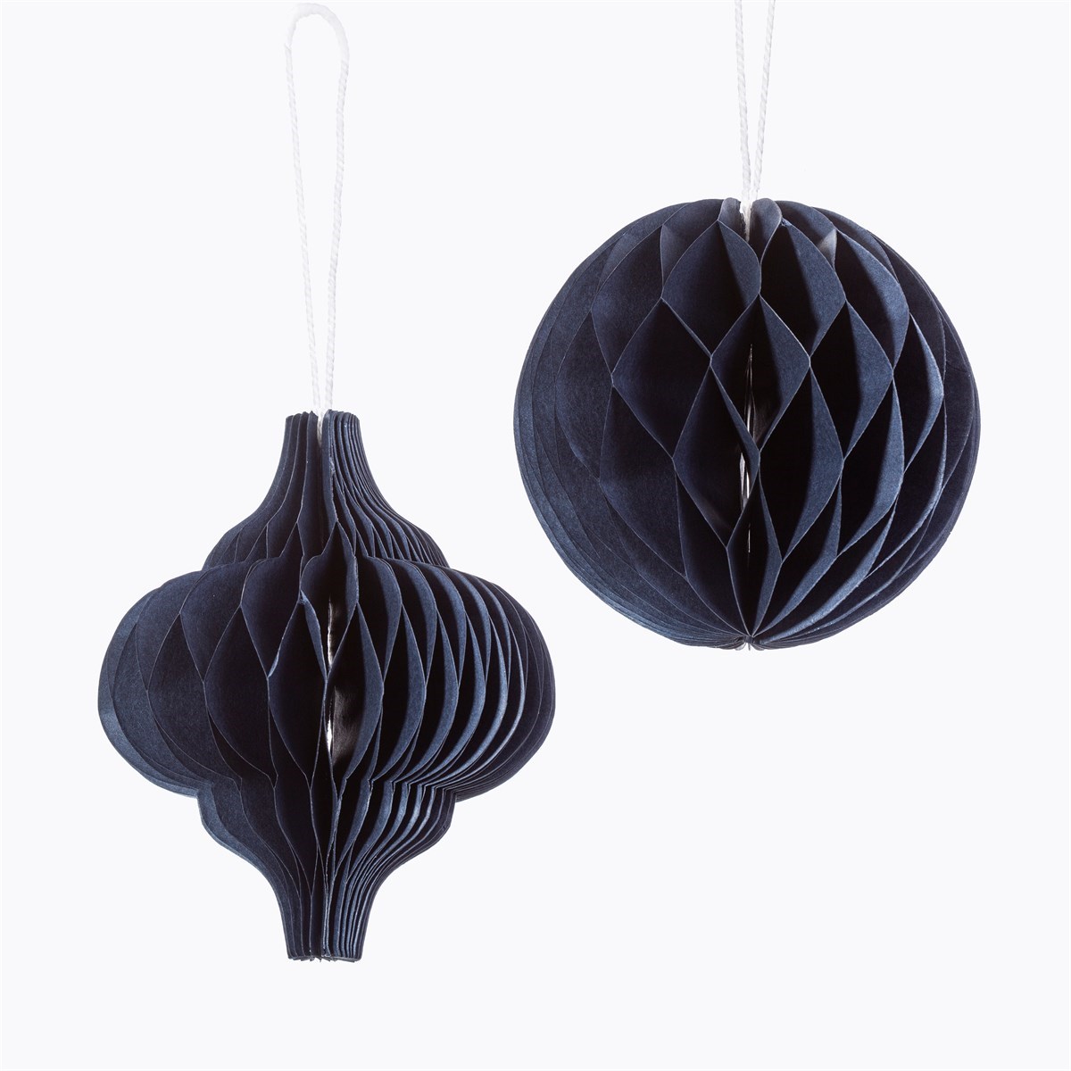 Blue Honeycomb Paper Hanging Decorations - Assorted